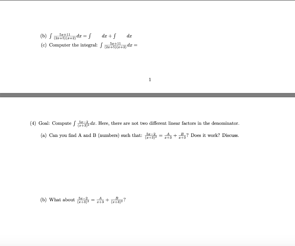 Solved Partial Fractions: integration of rational functions | Chegg.com