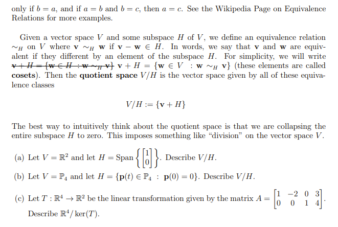 Solved (3) Quotient Spaces. Before defining this vector | Chegg.com