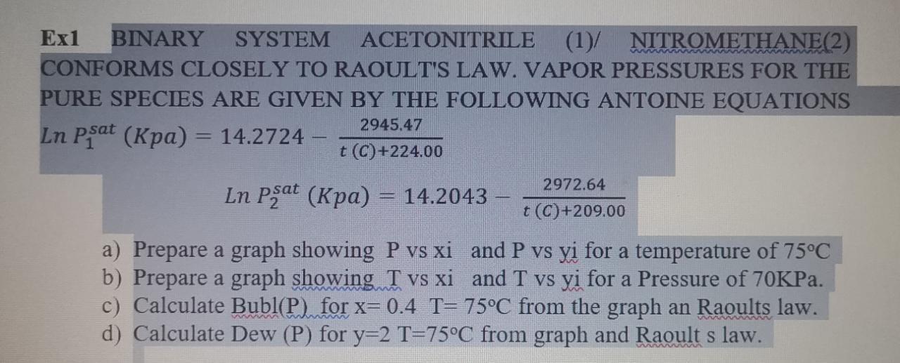 Solved BINARY SYSTEM ACETONITRILE (1)/ NITROMETHANE(2) | Chegg.com