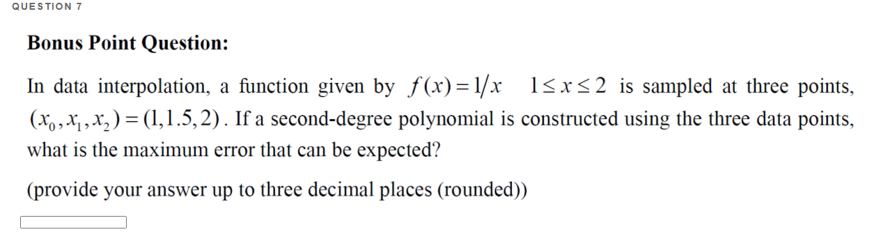 Solved QUESTION 7 Bonus Point Question: In data | Chegg.com