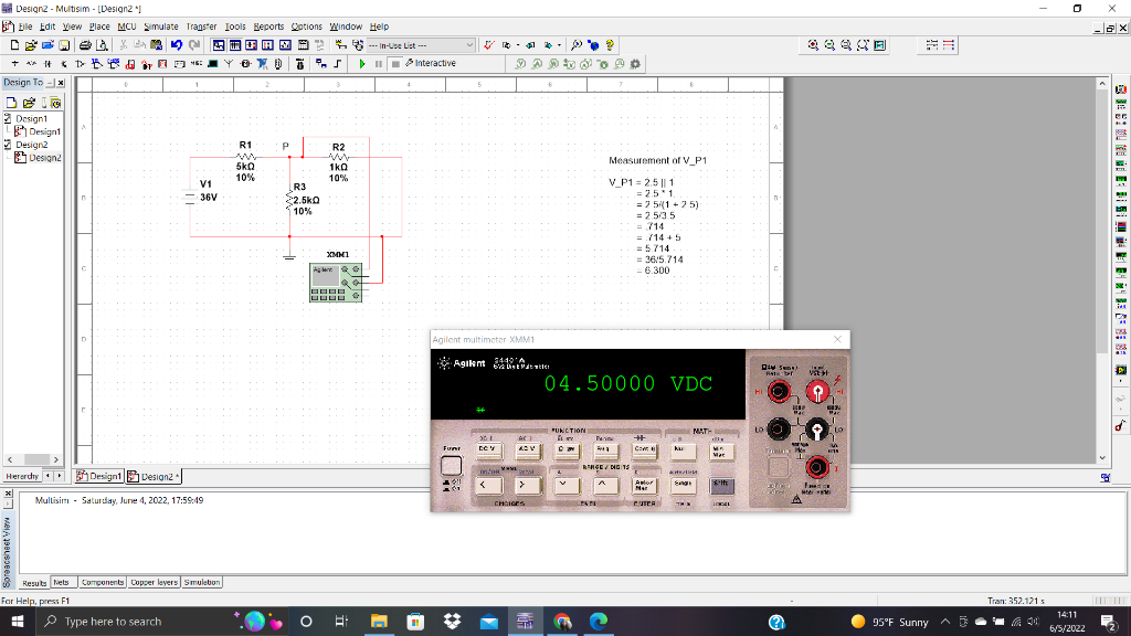 Solved Design2-Multisim - [Design2"] Elle Edit View Place | Chegg.com