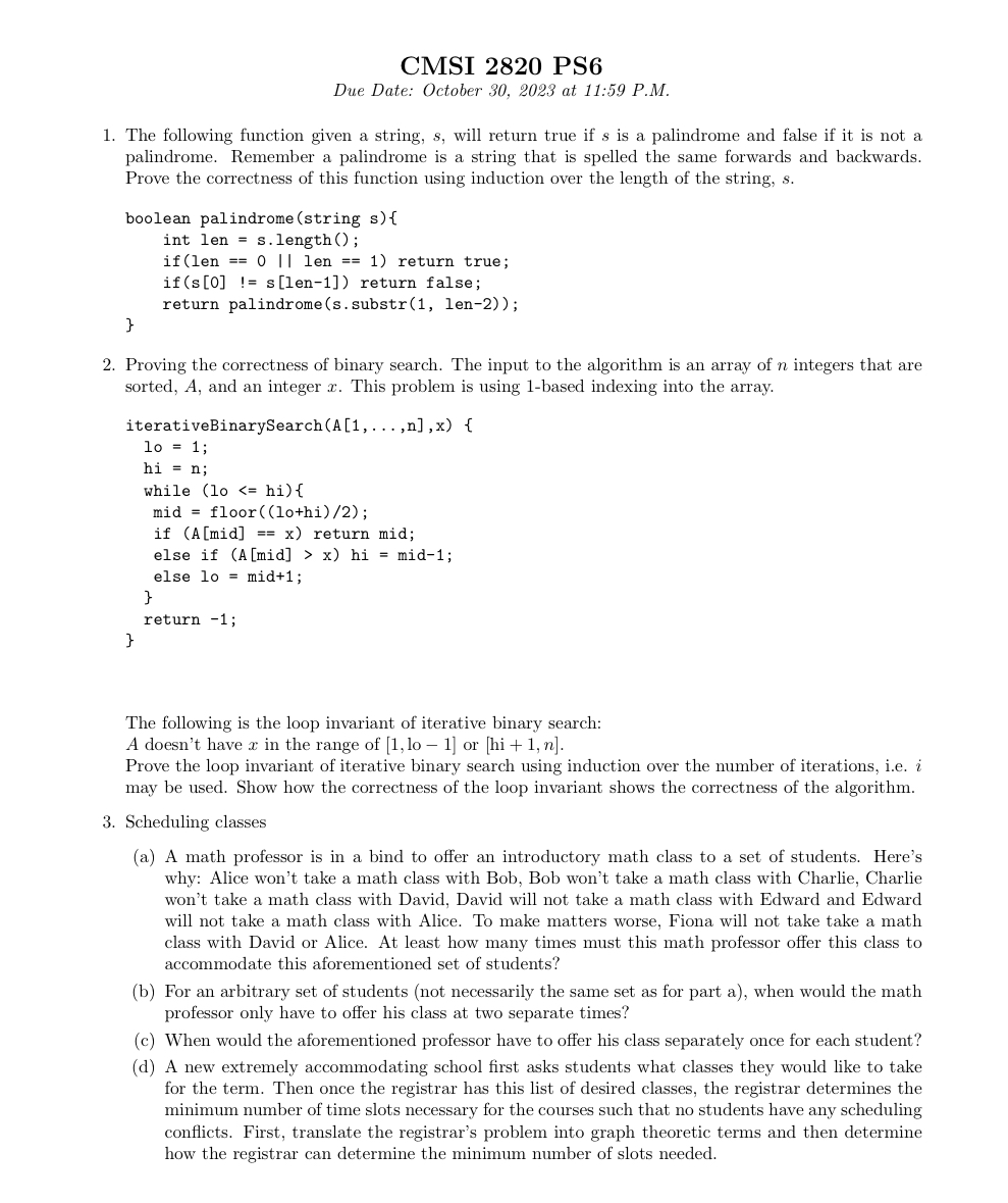 Solved CMSI 2820 ﻿PS6Due Date: October 30, 2023 ﻿at 11:59 | Chegg.com