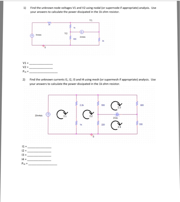 Solved Find the unknown node voltages V1 and V2 using nodal | Chegg.com
