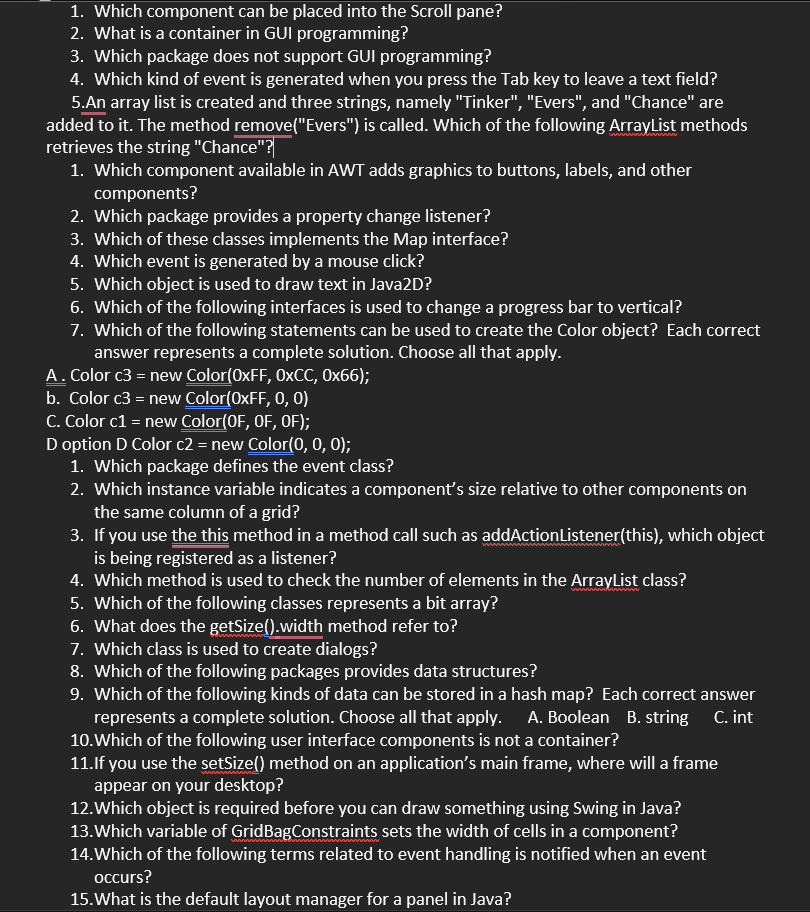 Solved 1. Which component can be placed into the Scroll | Chegg.com