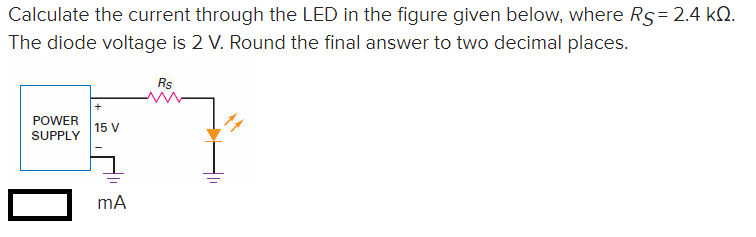 Solved Calculate the current through the LED in the figure | Chegg.com