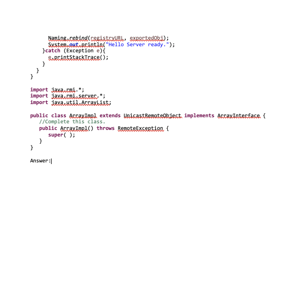 WRITE A JAVA PROGRAM!! Using RMI (and not Sockets), | Chegg.com
