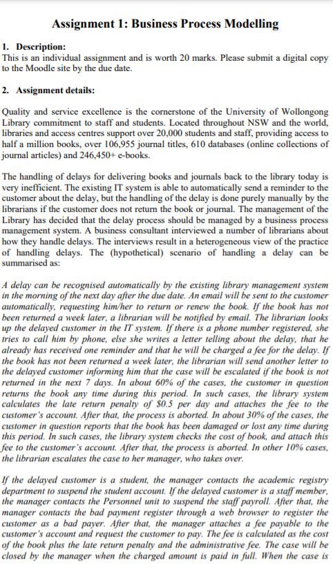 Solved Assignment 1: Business Process Modelling 1. | Chegg.com
