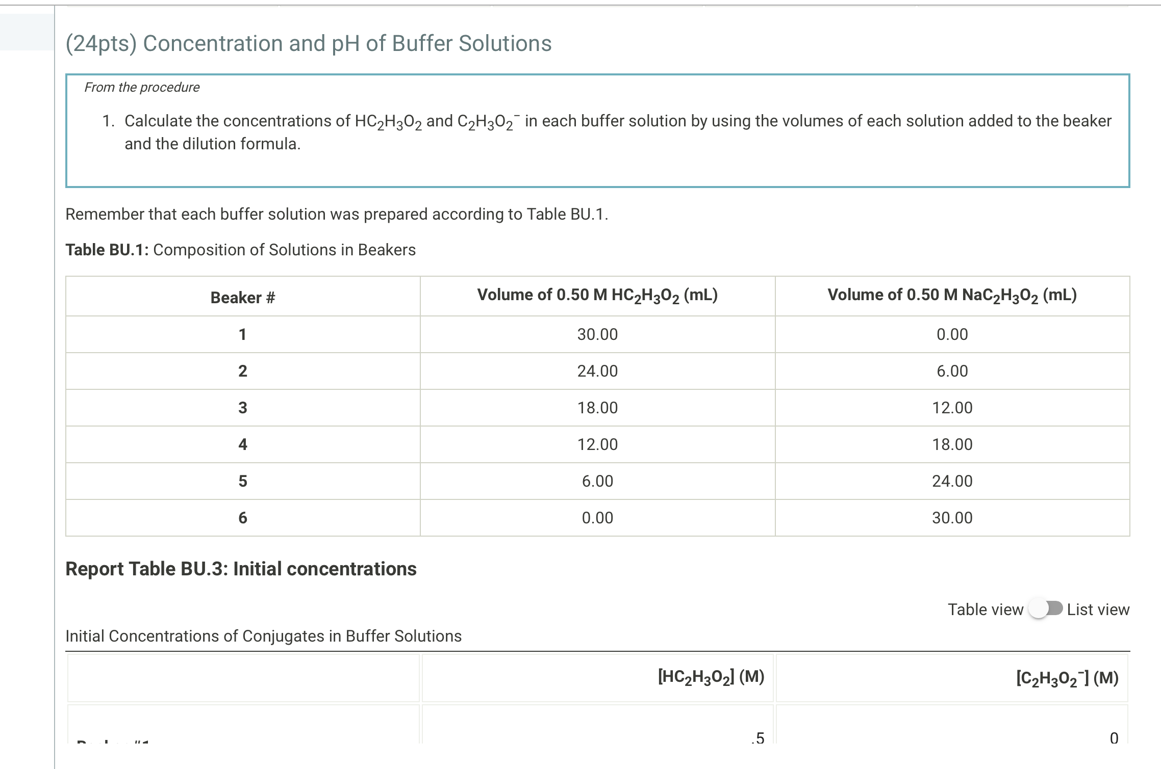 Solved 1. Calculate the concentrations of HC2H3O2 and | Chegg.com