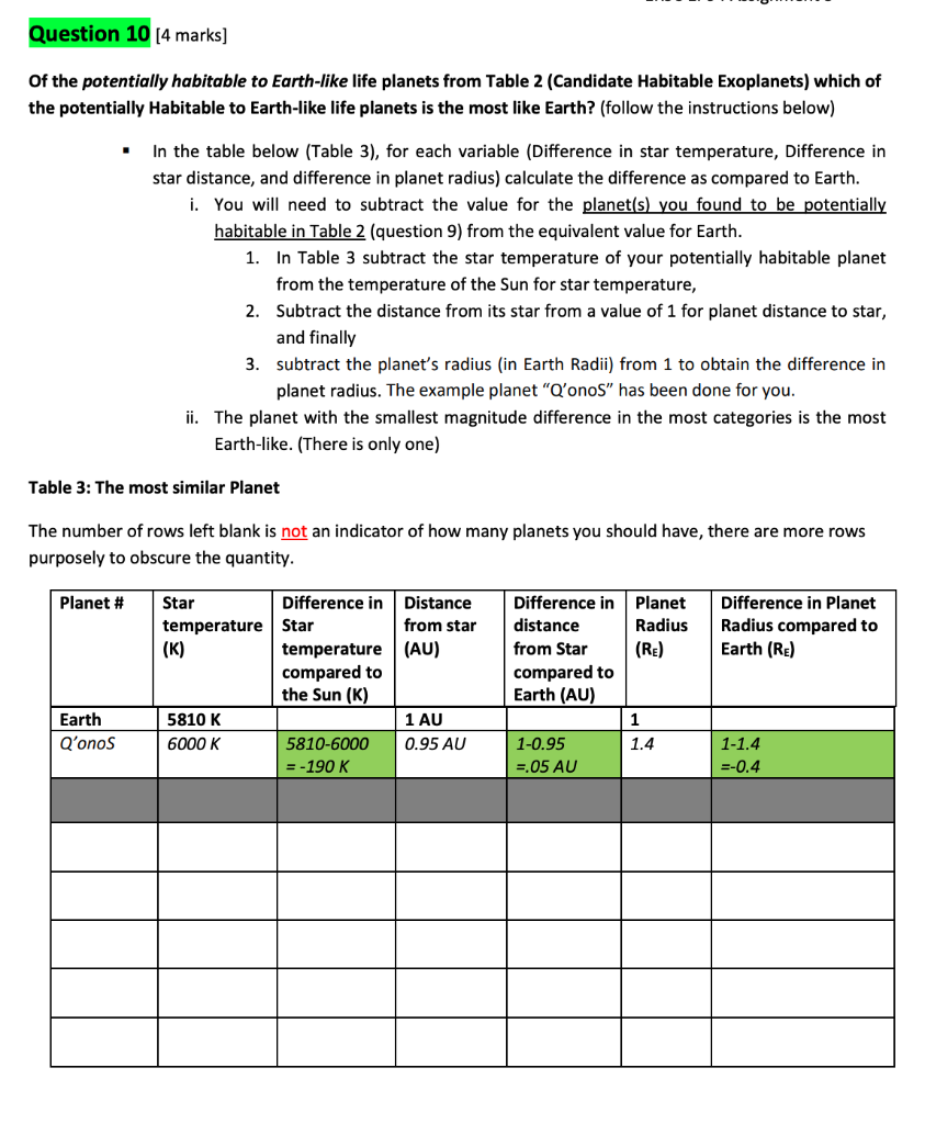Solved In table 2, which planets in the table are | Chegg.com