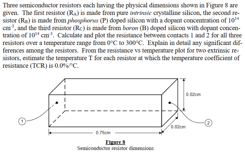 Solved Three semiconductor resistors each having the | Chegg.com