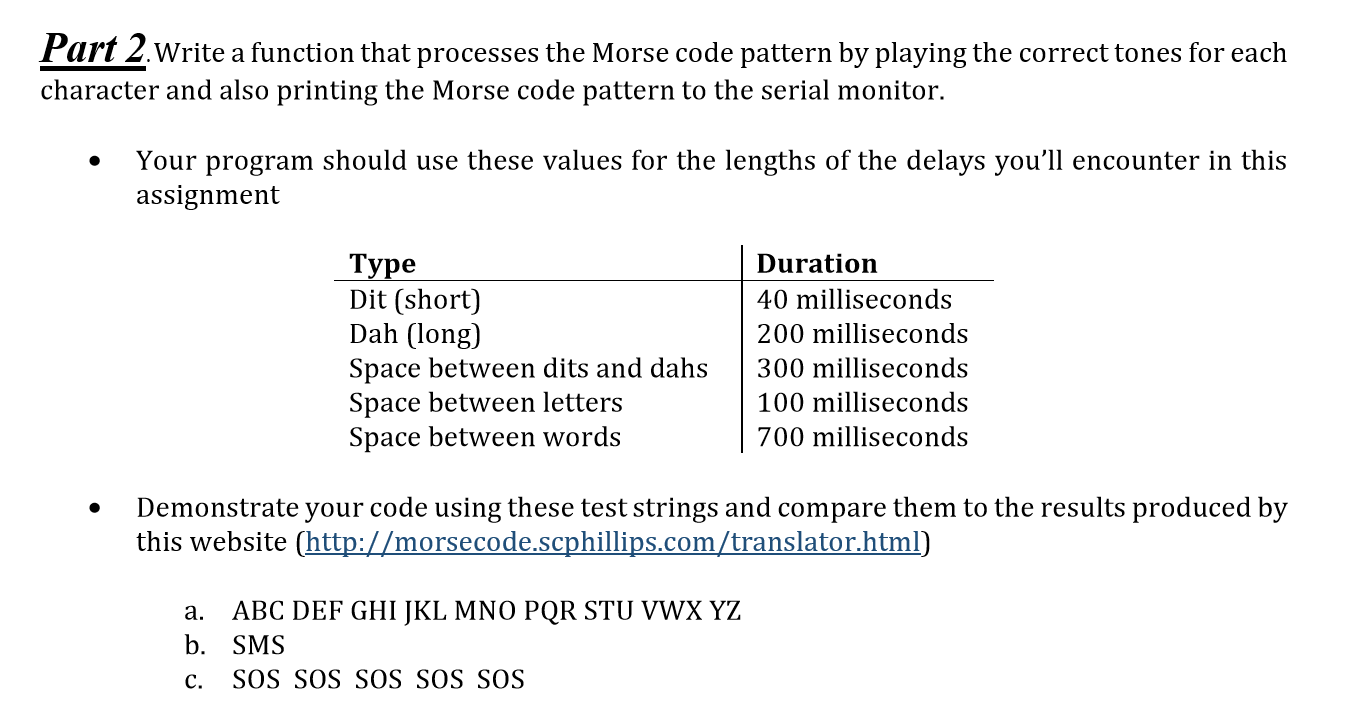 Part 2.Write a function that processes the Morse code | Chegg.com