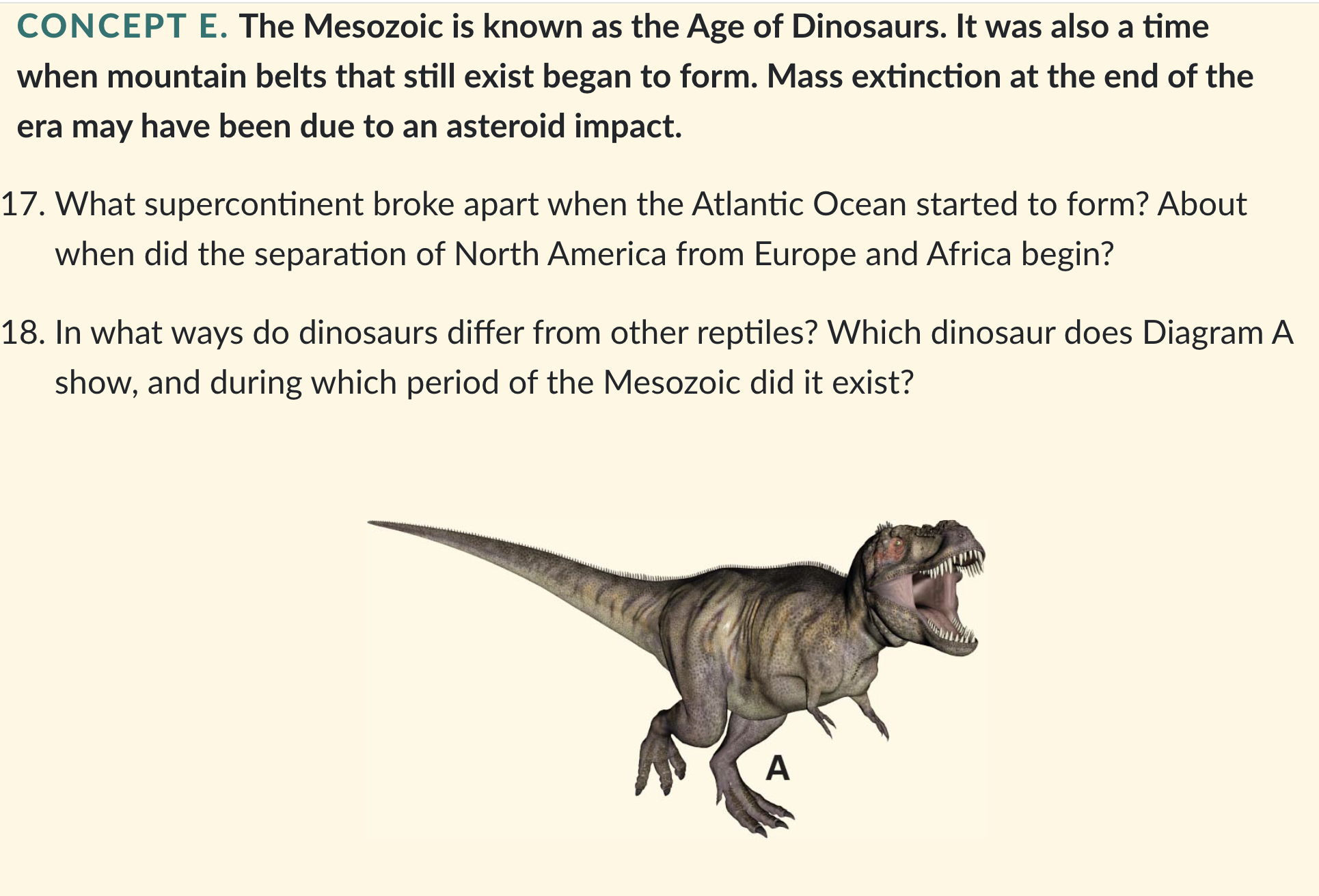 Solved CONCEPT E. ﻿The Mesozoic is known as the Age of | Chegg.com