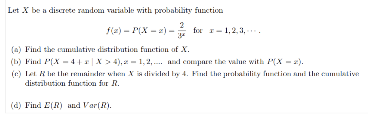 Solved Let X be a discrete random variable with probability | Chegg.com
