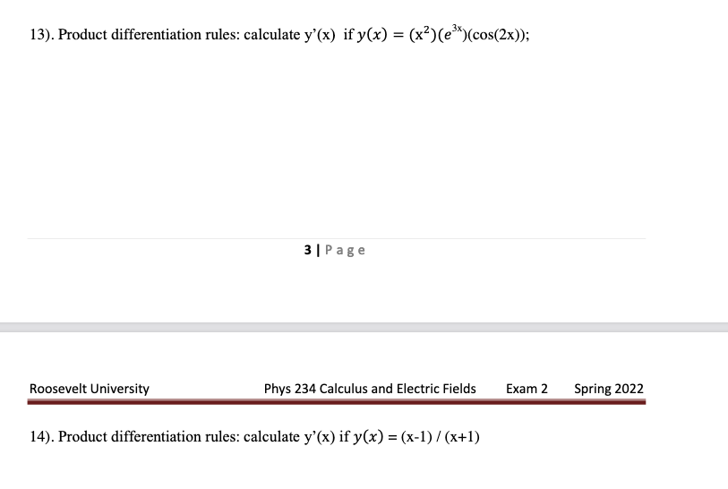 Solved 13). Product differentiation rules: calculate y'(x) | Chegg.com