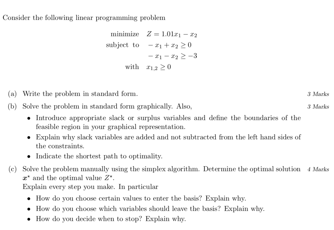 Solved Consider the following linear programming problem | Chegg.com