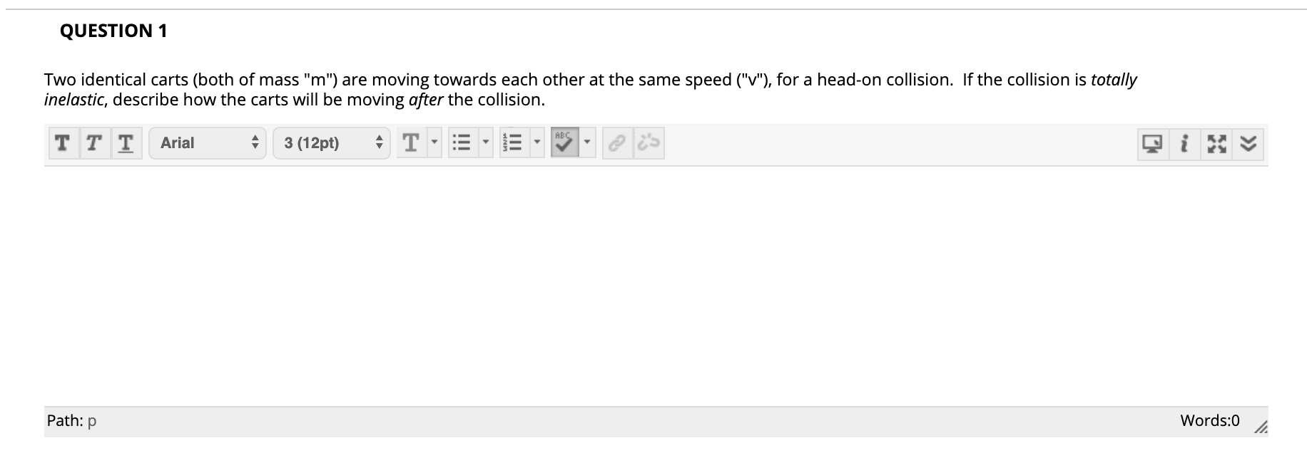 Solved QUESTION 1 Two identical carts (both of mass "m") are | Chegg.com