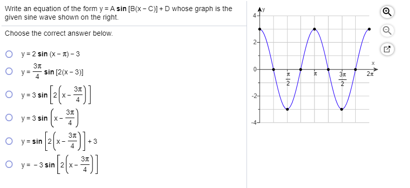 Solved Write an equation of the form y Asin [B(x C)+D whose | Chegg.com
