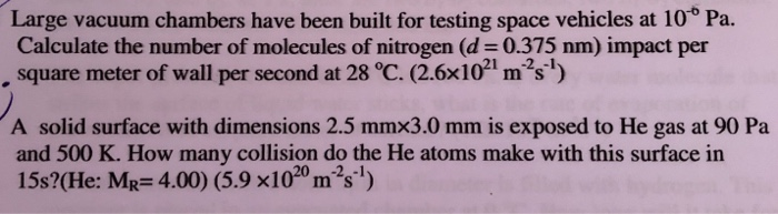 Solved How many collisions per second does an N2 (d- 0.43 | Chegg.com