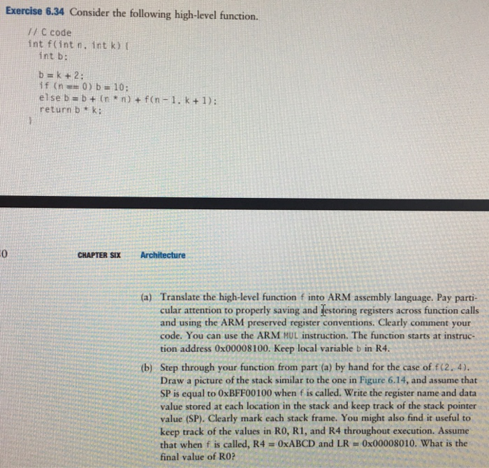 Solved Exercise 6.34 Consider the following high-level | Chegg.com