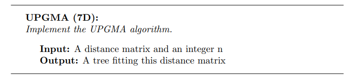 Solved Upgma 7d Implement The Upgma Algorithm Input A 0133