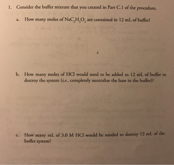 Solved 1. Consider the buffer mixture that you created in | Chegg.com