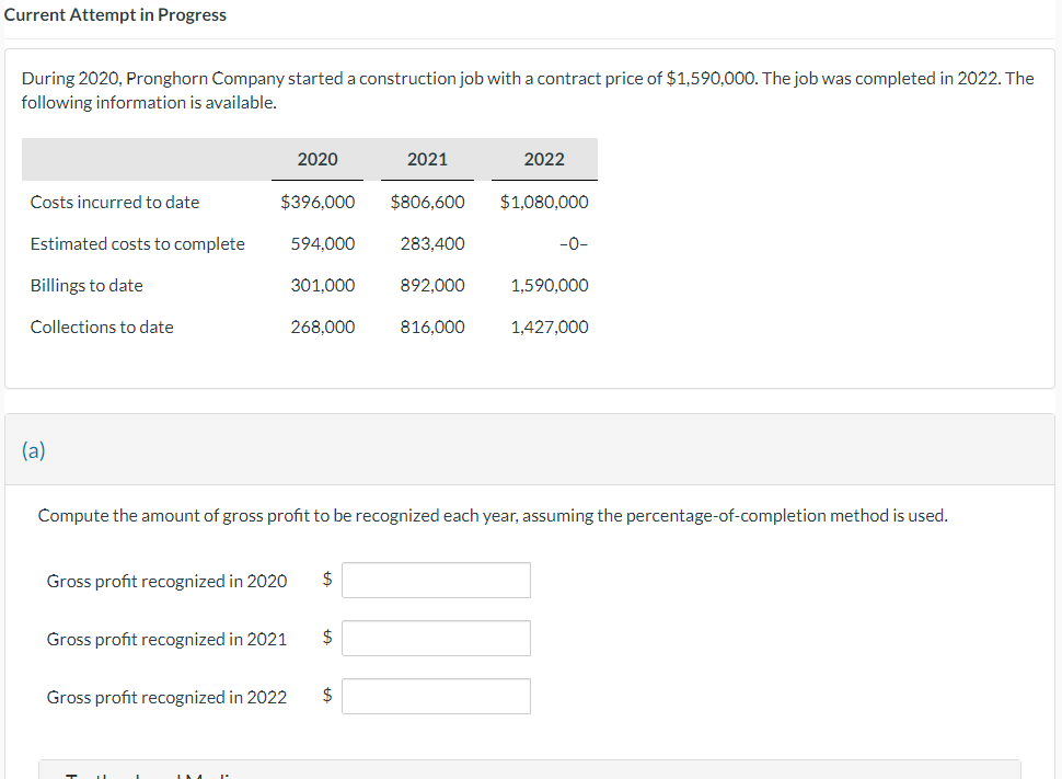 Solved Current Attempt in Progress During 2020, Pronghorn | Chegg.com