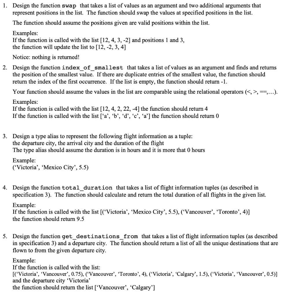 Solved 1. Design the function swap that takes a list of | Chegg.com