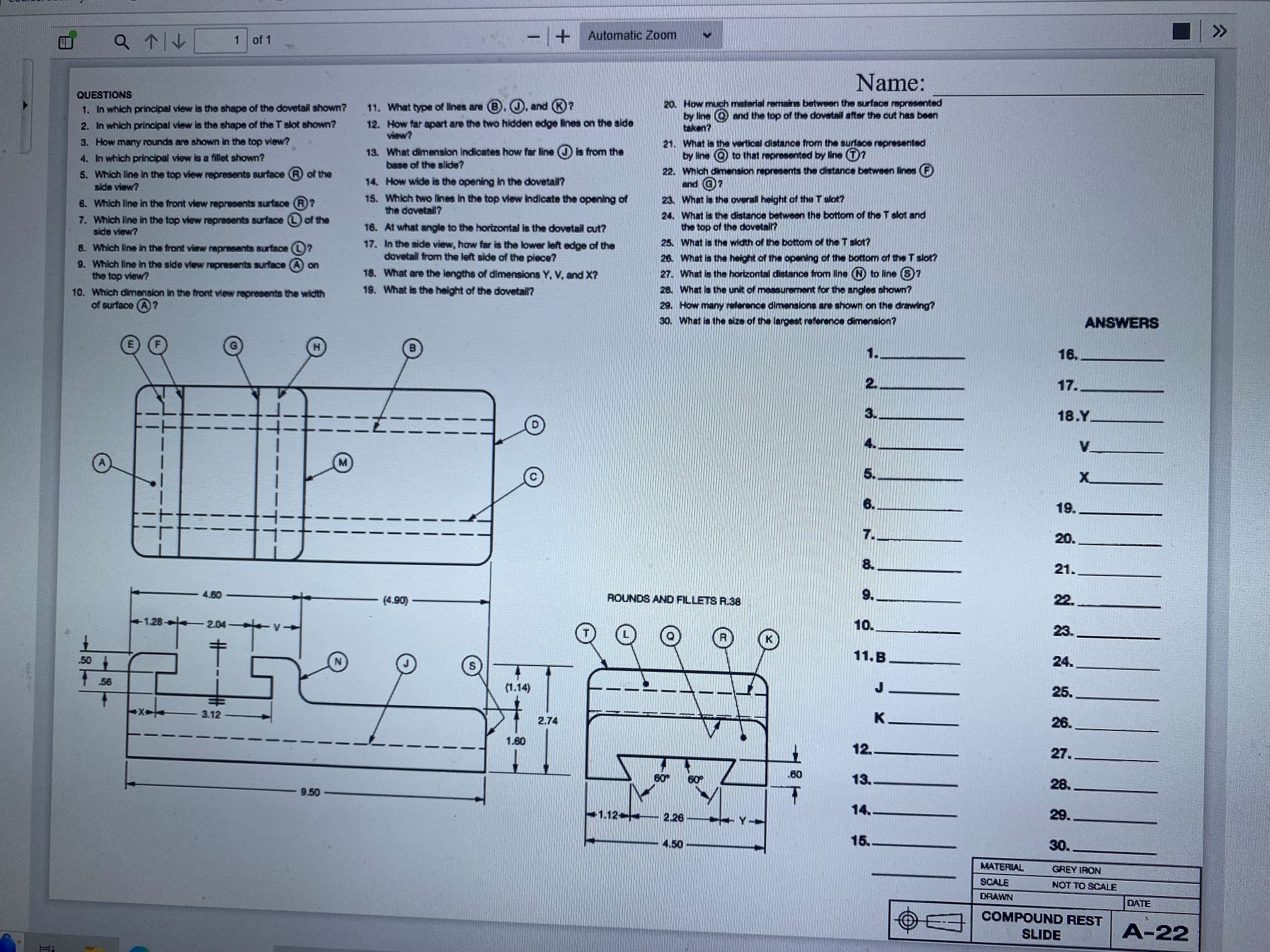 Solved QUESTIONS 1. In which principal view is the shape of | Chegg.com
