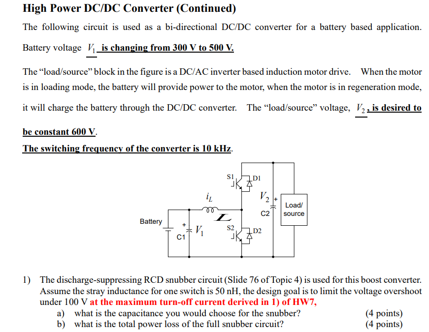 Solved High Power DC/DC Converter (Continued) The following | Chegg.com