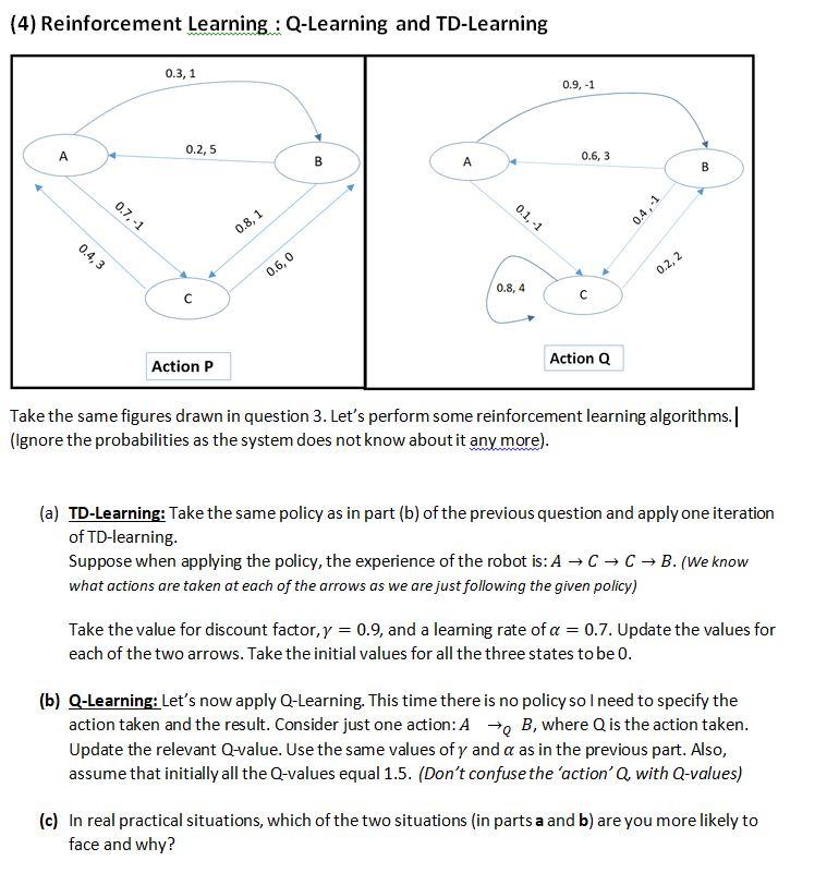 (4) Reinforcement Learning : Q-Learning and | Chegg.com