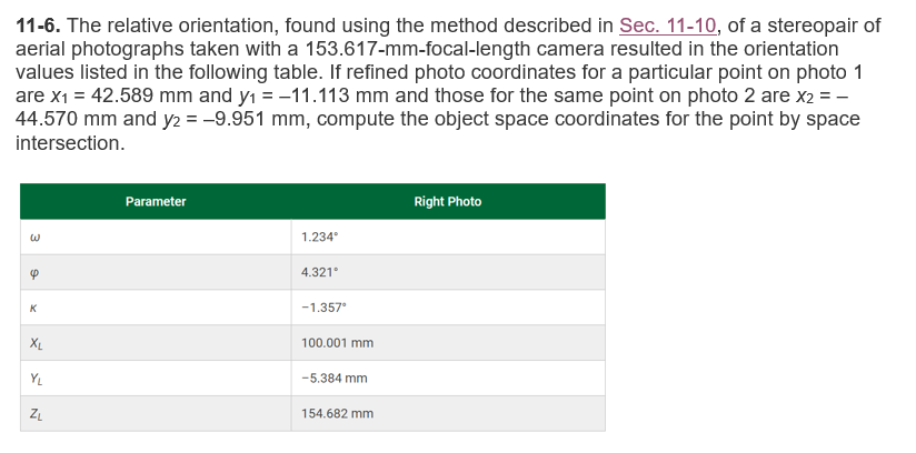 Solved 11-6. ﻿The relative orientation, found using the | Chegg.com