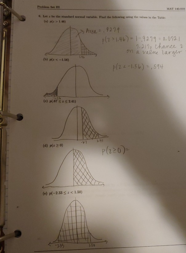 Solved Problem Set III MAT 140-010 6. Let be the standard | Chegg.com