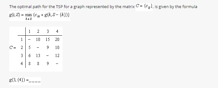 Solved The optimal path for the TSP for a graph represented | Chegg.com