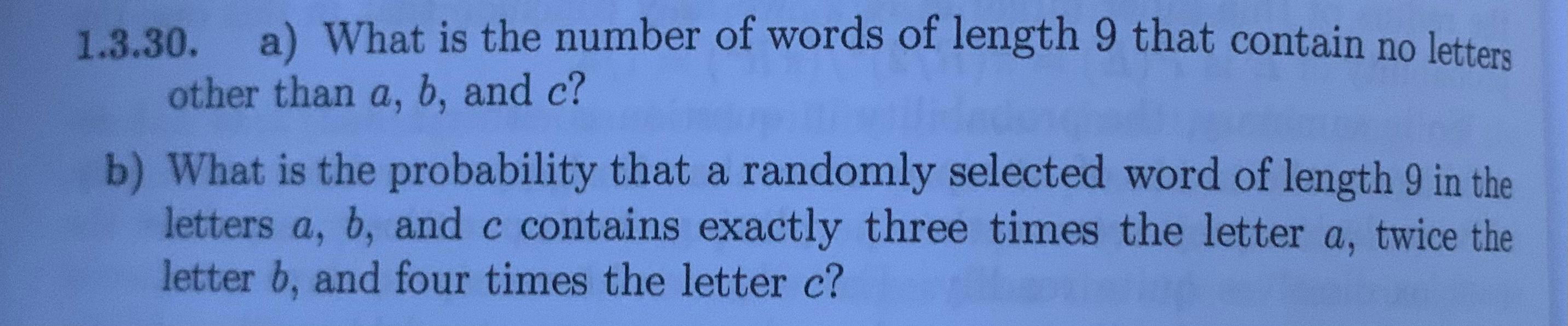 Solved 1.3.30. a) What is the number of words of length 9 | Chegg.com