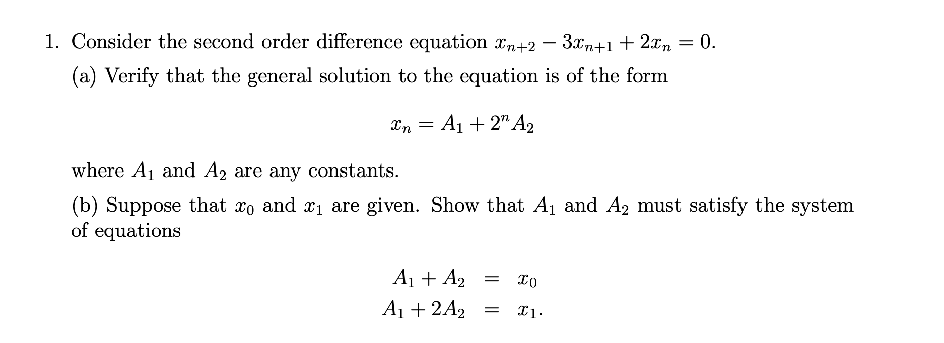 Consider the second order difference equation | Chegg.com