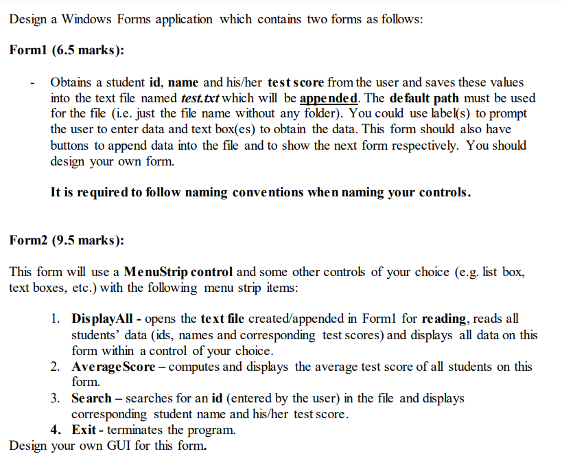 Design a Windows Forms application which contains two | Chegg.com