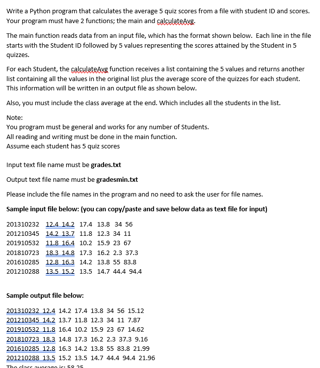Solved Write a Python program that calculates the average 5 | Chegg.com
