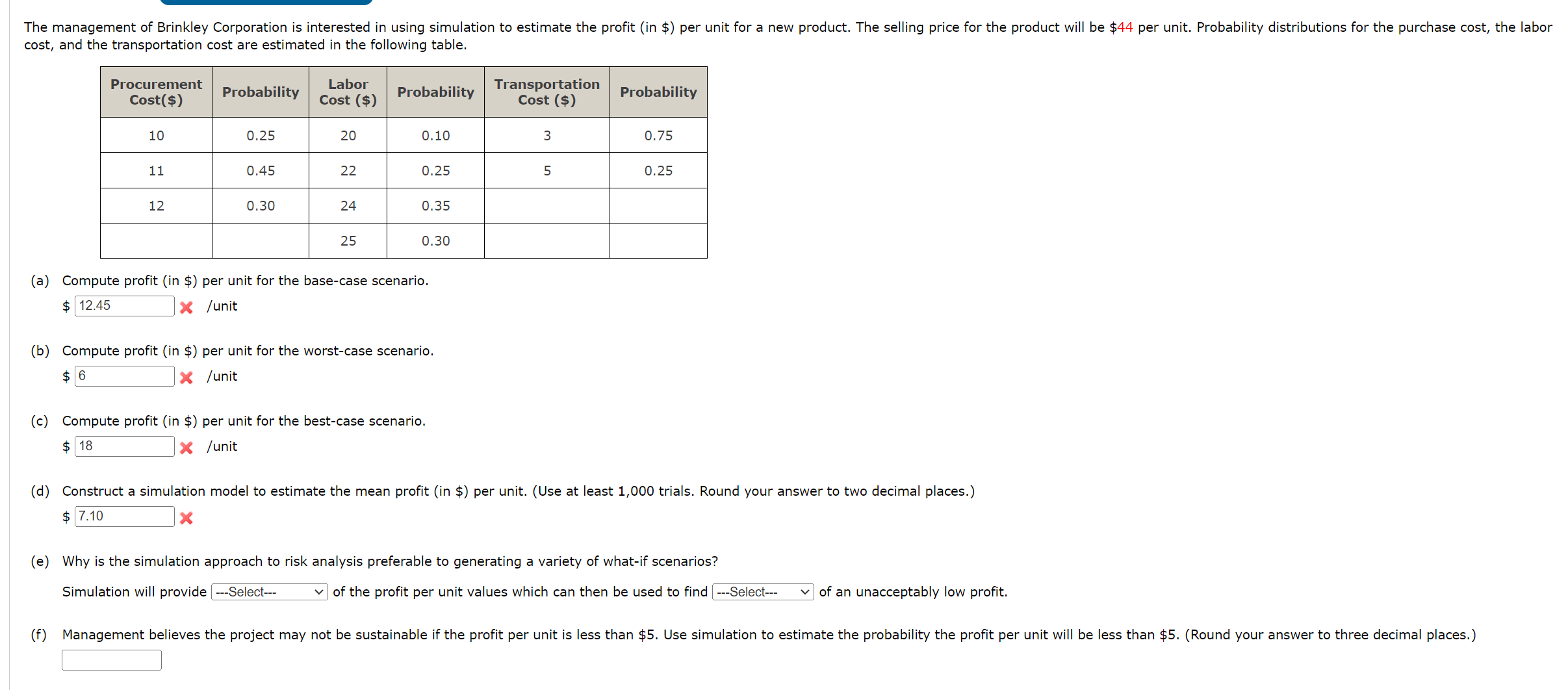 Solved (a) Compute profit (in $ ) per unit for the base-case | Chegg.com