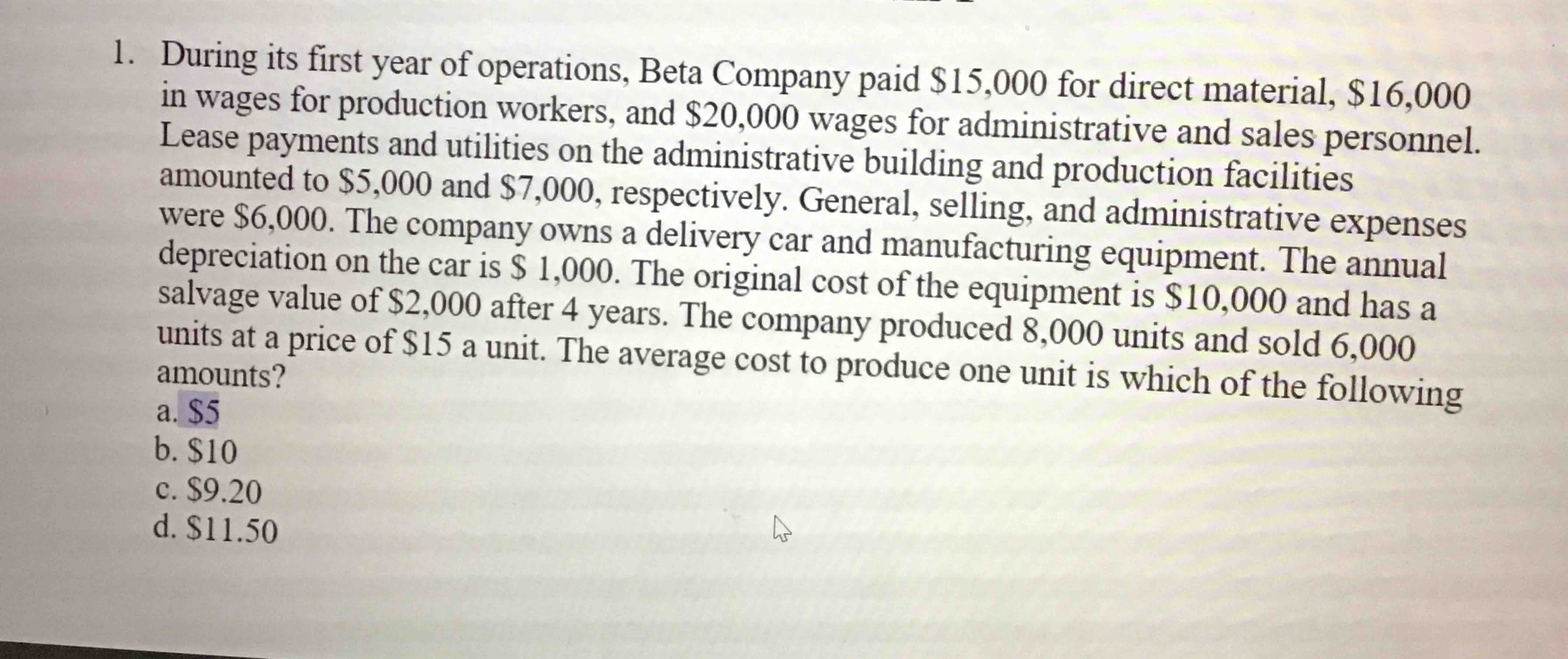 During its first year of operations, Beta Company | Chegg.com