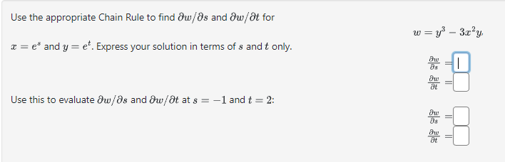 Solved Use the appropriate Chain Rule to find ∂w/∂s and | Chegg.com