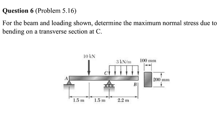 Solved Question 6 (Problem 5.16)For the beam and loading | Chegg.com