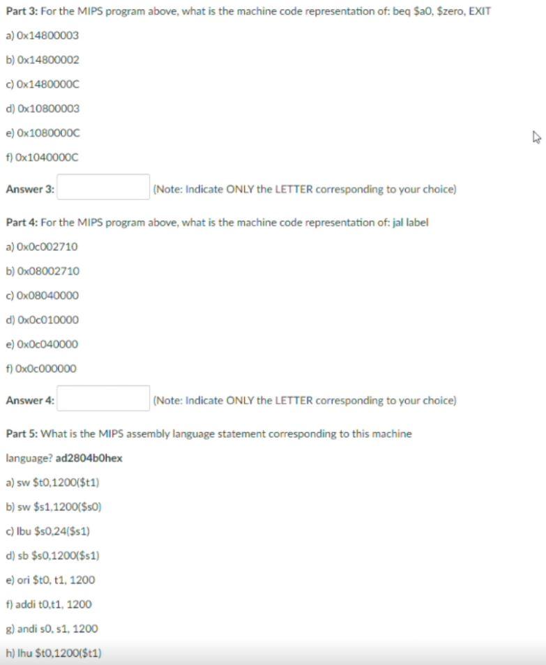 Solved [5 parts) Given: Consider the following MIPS program | Chegg.com