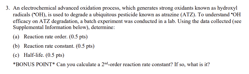 Solved 3. An electrochemical advanced oxidation process, | Chegg.com