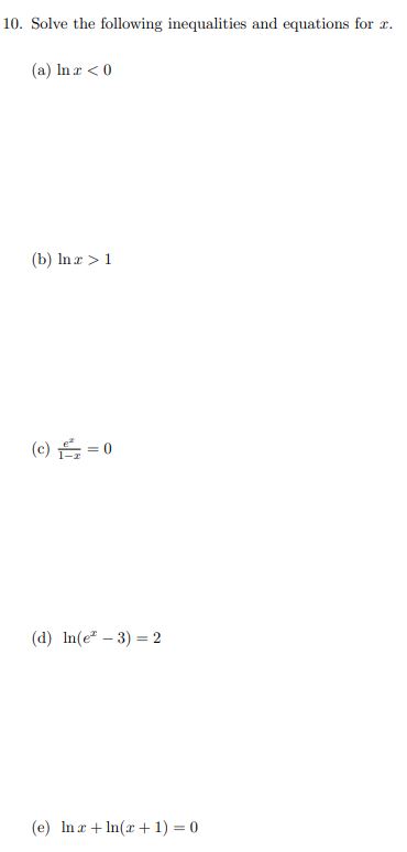 Solved Solve the following inequalities and equations for | Chegg.com