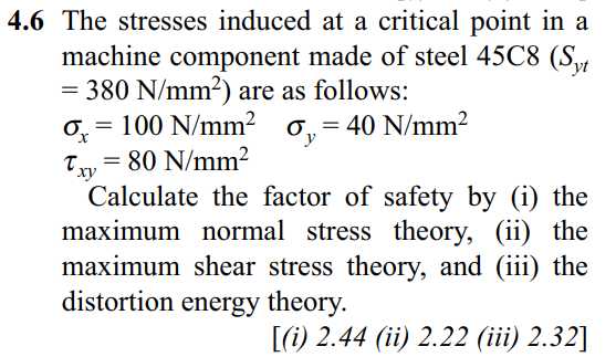 Solved 4.6 The stresses induced at a critical point in a | Chegg.com