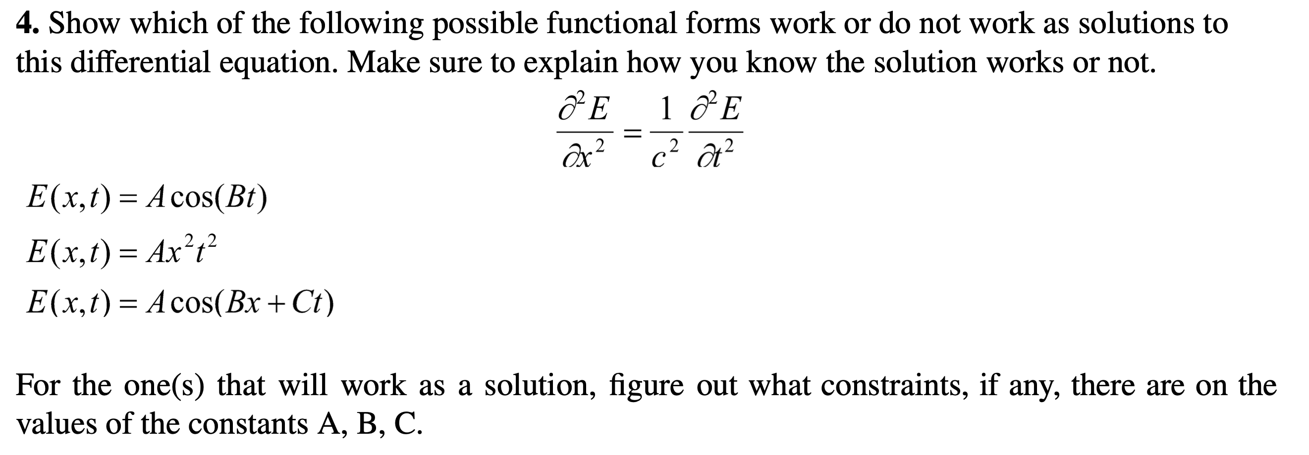 Solved Show which of the following possible functional forms | Chegg.com