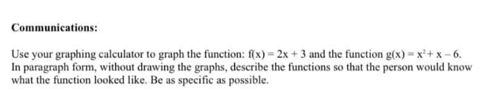 Solved Communications: Use your graphing calculator to graph | Chegg.com