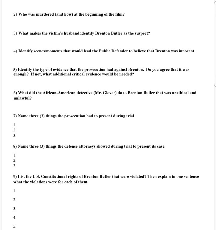 2) Who was murdered (and how) at the beginning of the | Chegg.com