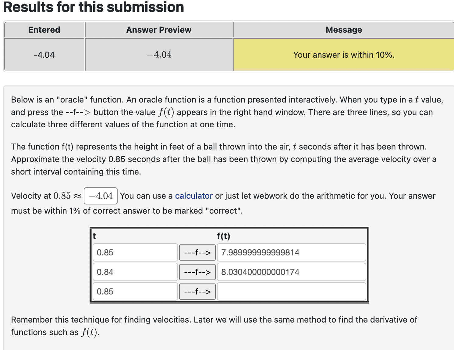 Solved Results for this submission Below is an "oracle" | Chegg.com