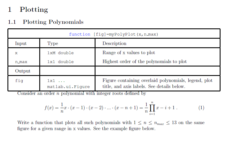 Solved 1 Plotting 1.1 Plotting Polynomials Input function | Chegg.com
